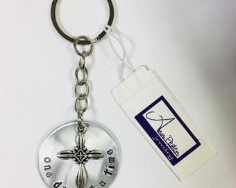 Pink Rose One Day at A Time Bronze Keychain With Serenity - Etsy