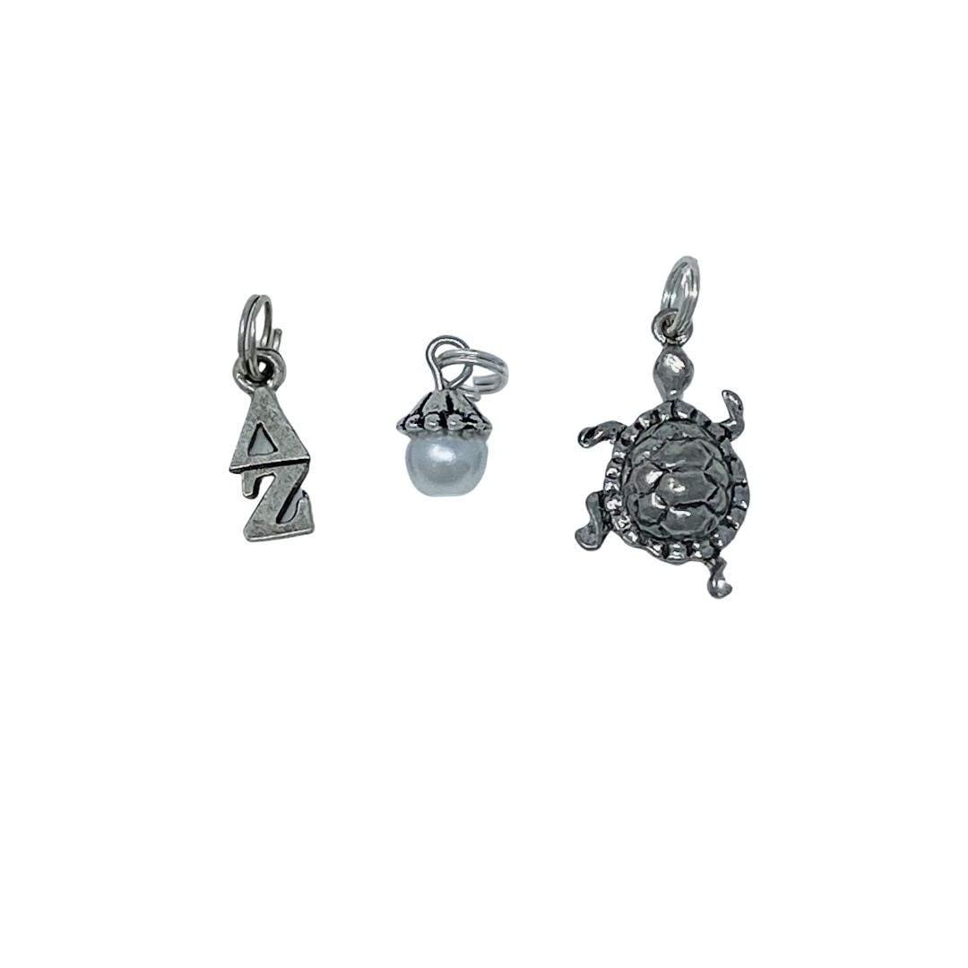 Delta Zeta DZ Sorority Greek Trio of Charms - Turtle Mascot Charm ...