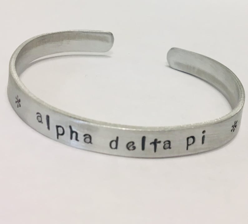 Alpha Delta Pi Adpi Greek Sorority Handstamped Cuff Silver - Etsy