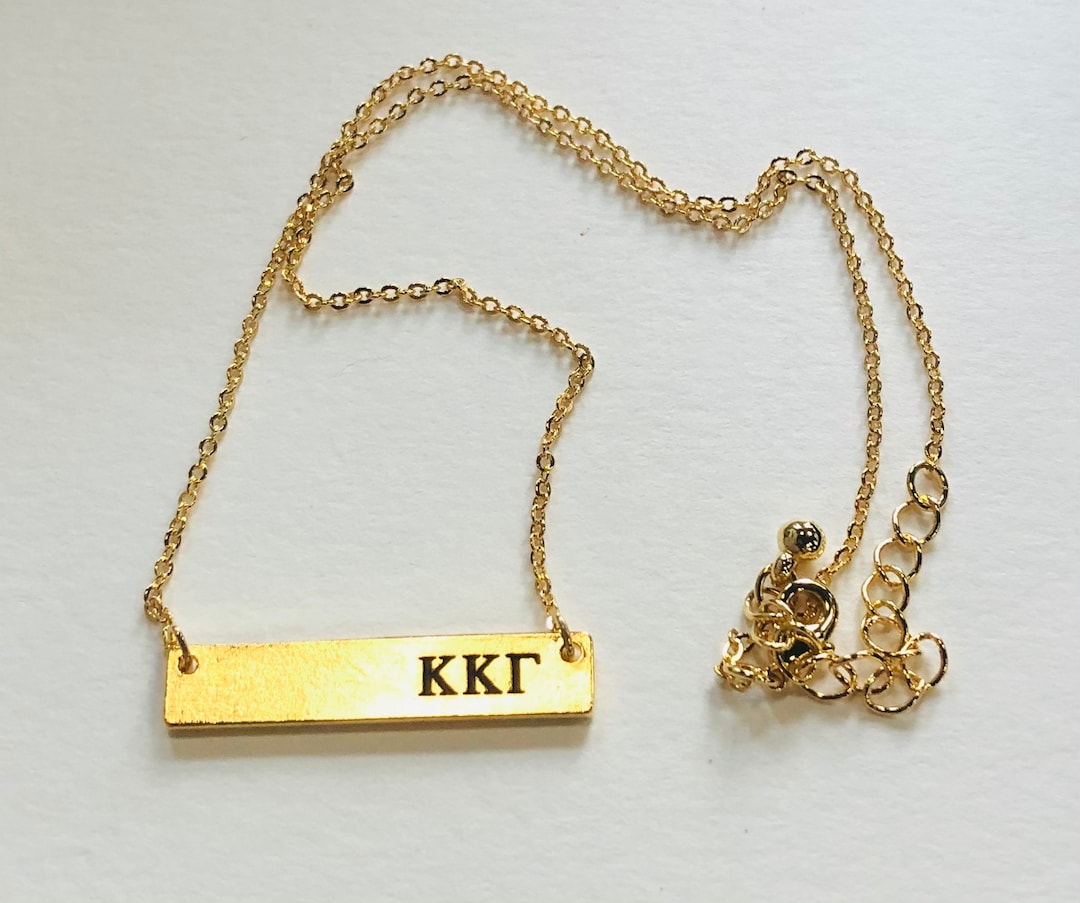 Kappa Kappa Gamma KKG Sorority Horizontal Bar Necklace in 24K Gold Plate, KKG Sorority Greek ...