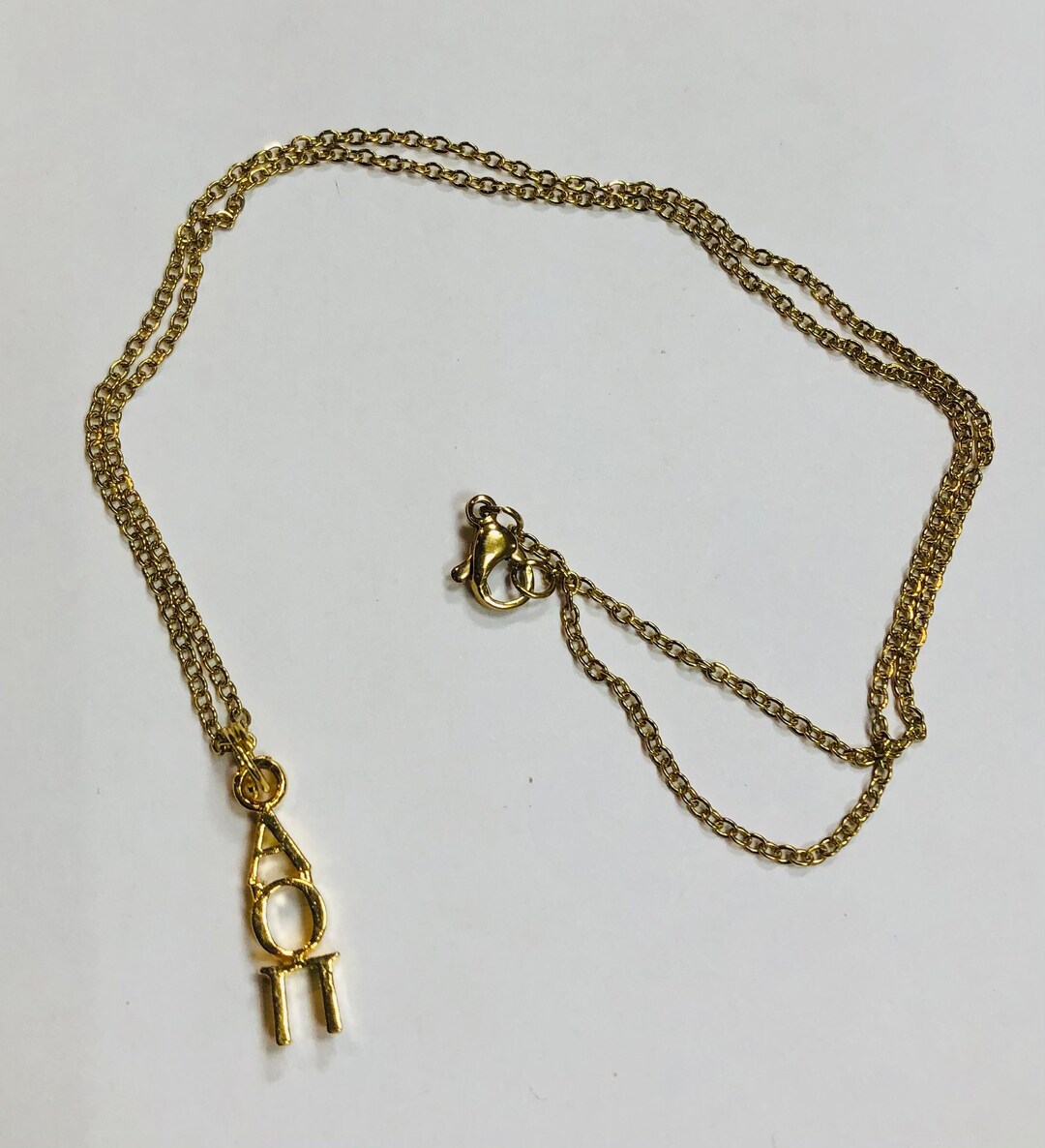 Alpha Omicron Pi Aopi Artisan 24K Gold Sorority Lavaliere Necklace ...