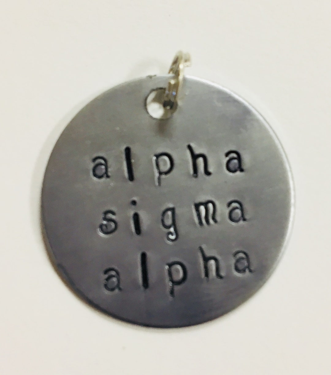 Alpha Sigma Alpha ASA Greek Sorority Charm - Handstamped on Non-tarnish ...