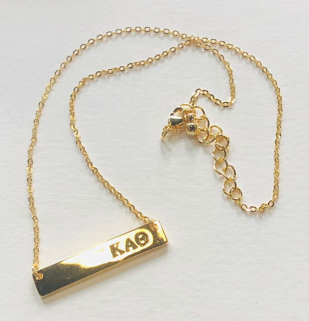 Kappa Alpha Theta Sorority Gold Horizontal Bar Necklace in 24K Gold ...