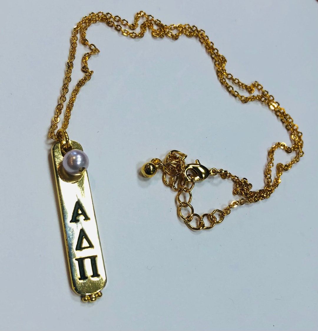 Alpha Delta Pi Adpi ADP Vertical Sorority Bar Necklace in 24K Gold ...