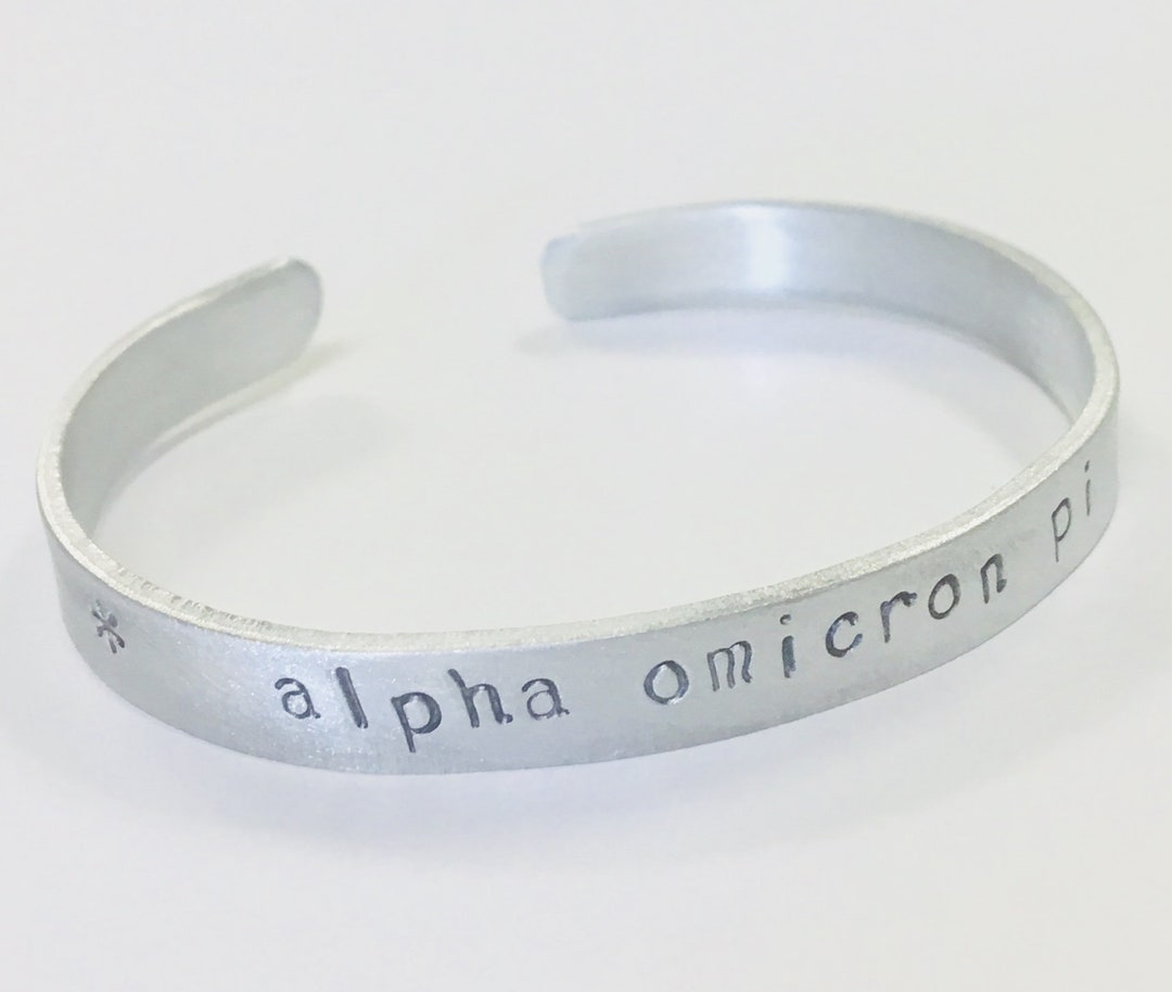 Alpha Omicron Pi Greek Sorority Quote Bracelet, Aopi Silver Cuff ...