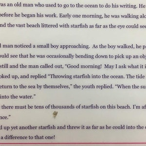 The Starfish Story Bookmark "it Made a Difference to That One ...