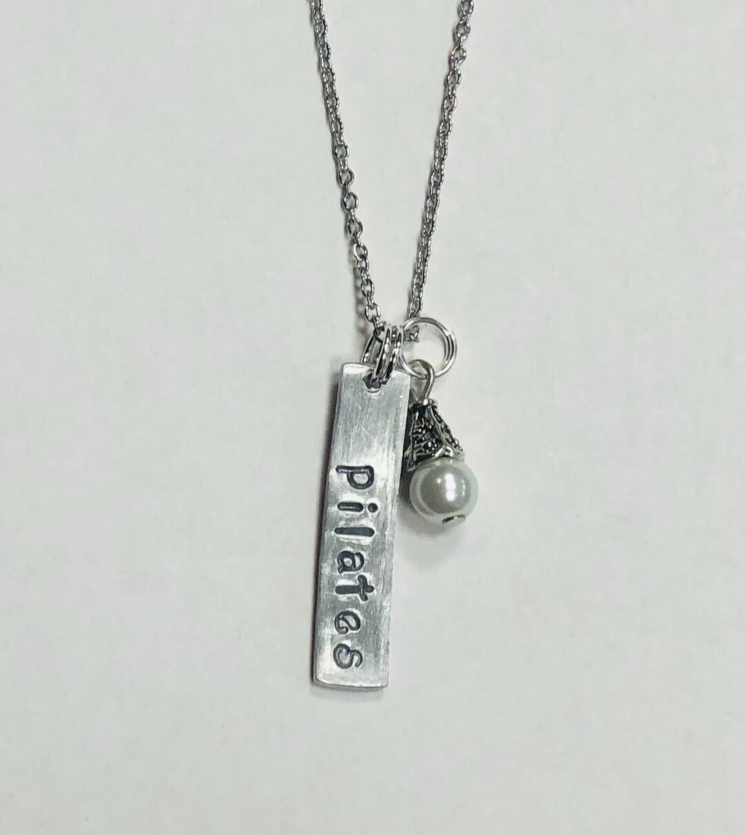 Pilates Workout Exercise Silver Bar Necklace, Pilates Instructor, Women ...