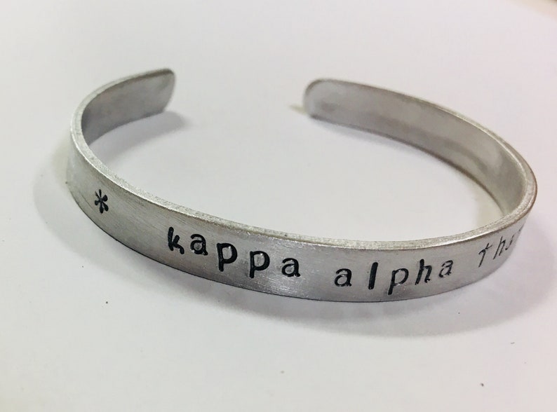 Kappa Alpha Theta KAT Handstamped Sorority Cuff Bracelet, KAT Jewelry ...