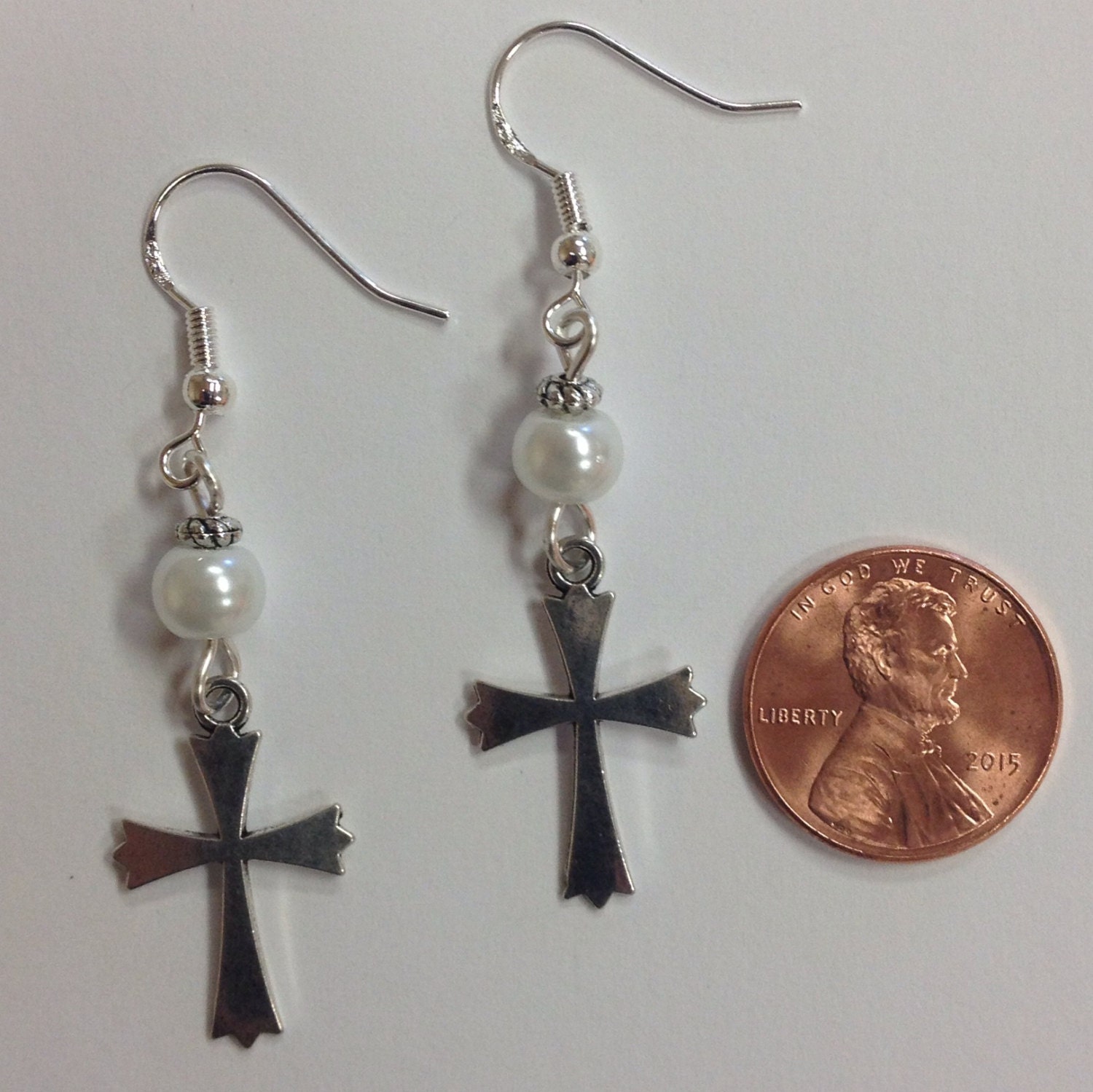 Cross Charm Earrings, Christian Themed - on Sterling Silver Earwires - Etsy
