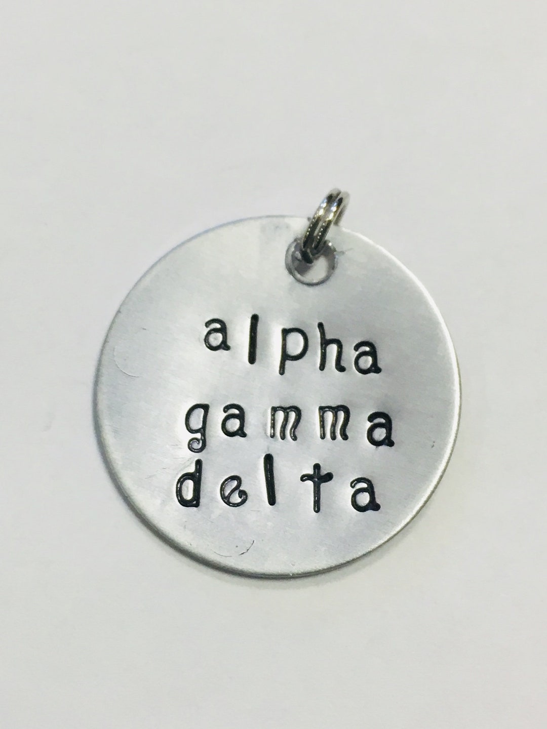 Alpha Gamma Delta AGD Greek Sorority Handstamped Silver Charm Made of ...