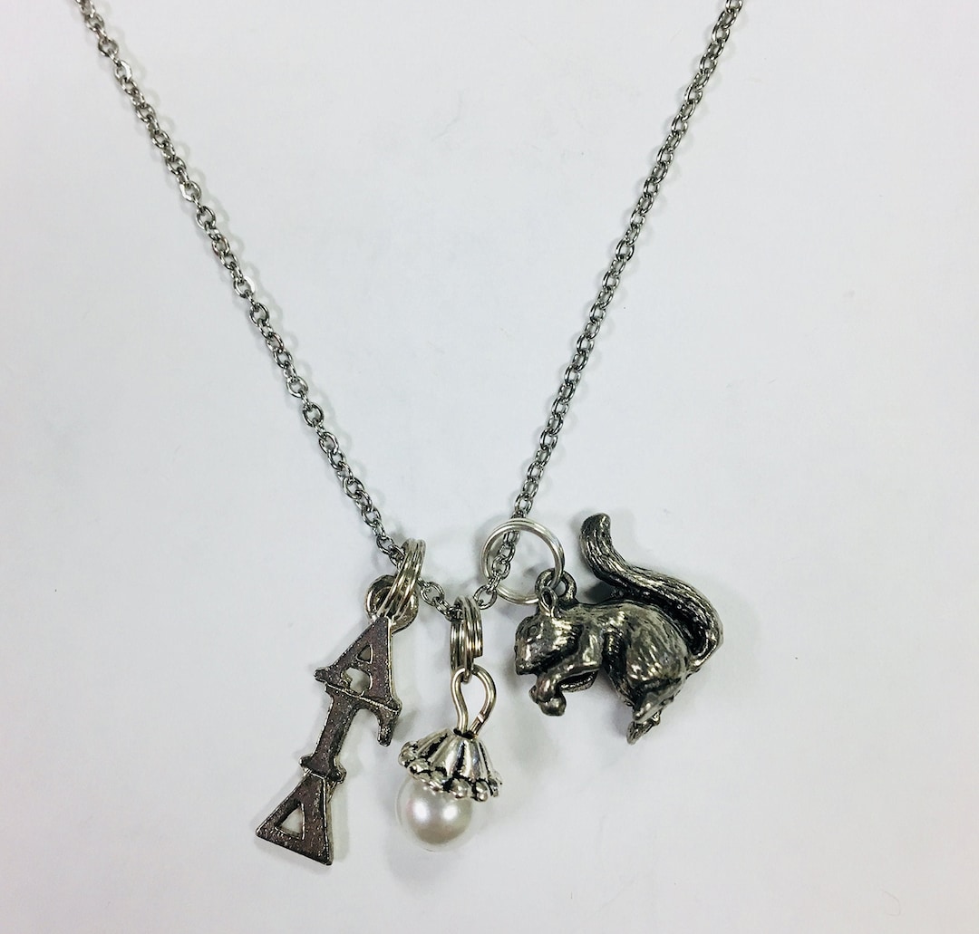 Alpha Gamma Delta AGD Trio Sorority Silver Charm Lavaliere and Squirrel ...