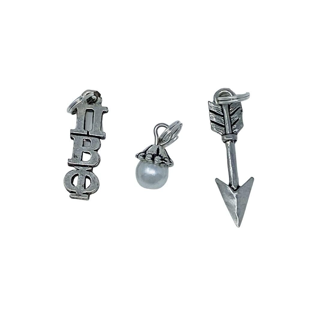 Pi Beta Phi PBP Sorority Greek Trio of Charms - Arrow Mascot Charm, Lavaliere & Pearl Dangle - Etsy
