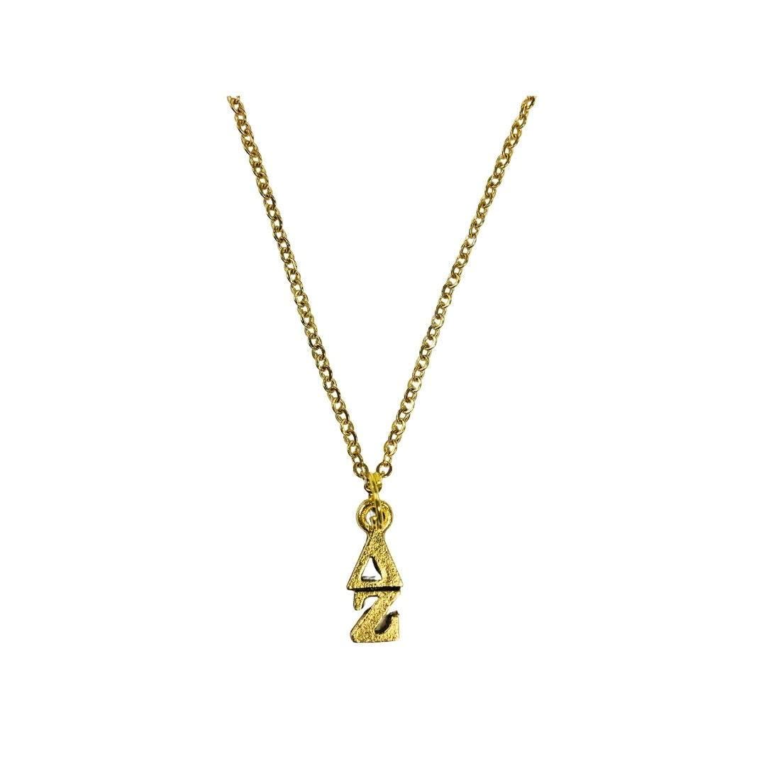 Gold Delta Zeta DZ Sorority Lavaliere Necklace, 18 Inch Chain - Etsy