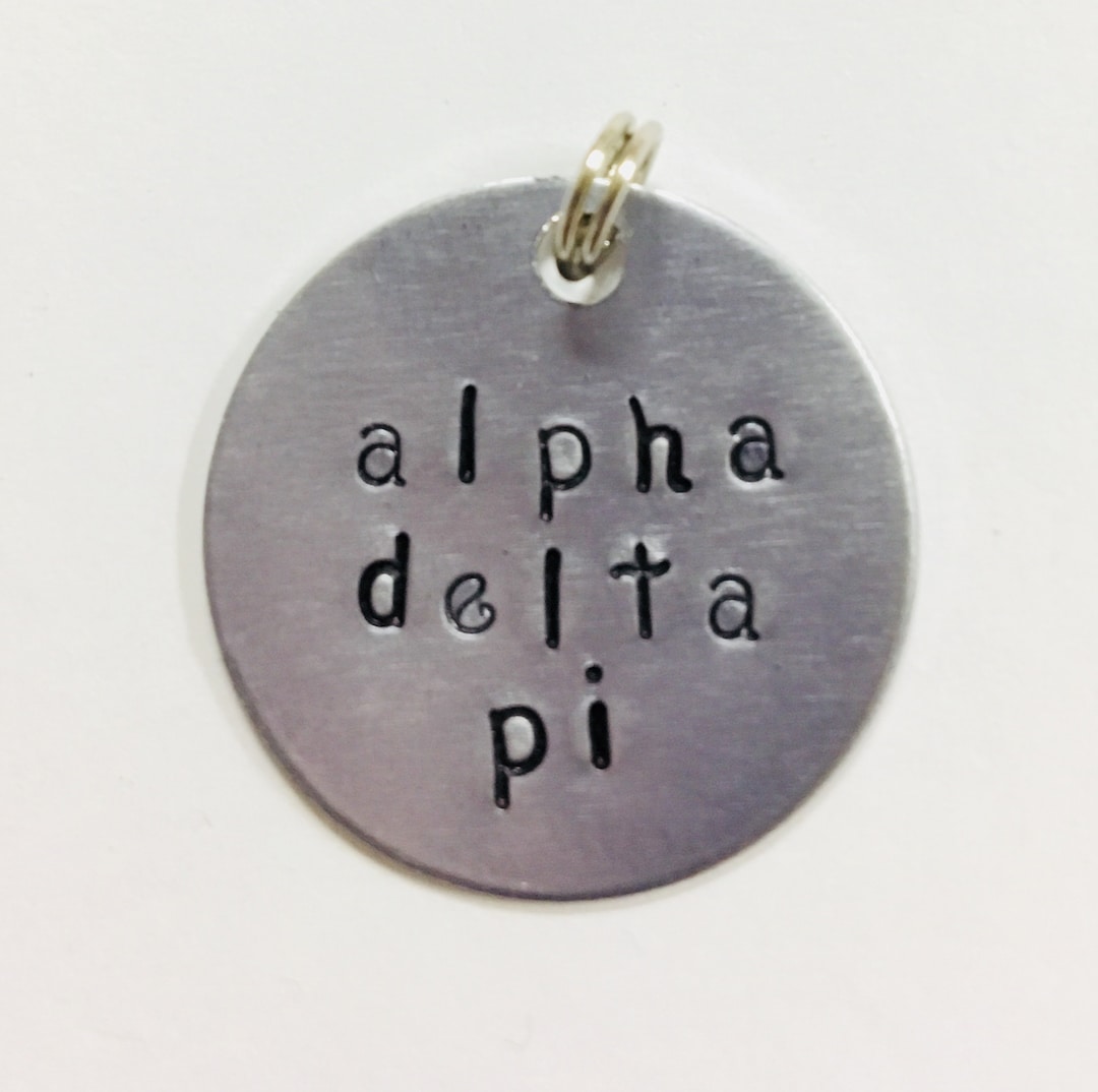 Alpha Delta Pi Adpi Handstamped Greek Silver Sorority Charm Made of Non ...