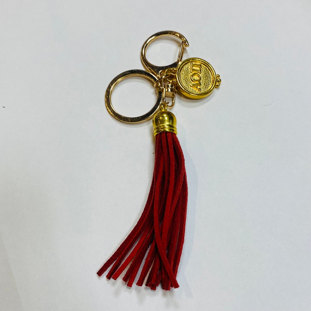 Alpha Omicron Pi Aopi Sorority Leather Tassel Keychain in 24K Gold ...