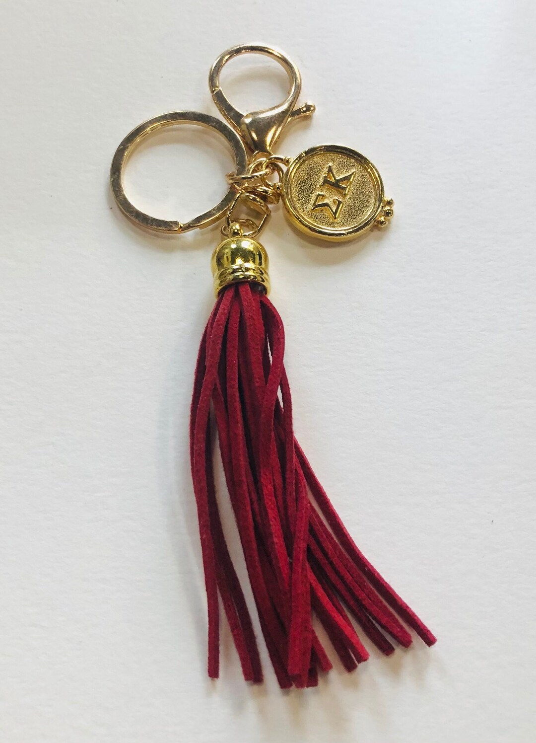 Sigma Kappa SK Leather Tassel Keychain in 24K Gold Plate, Sorority Gift ...