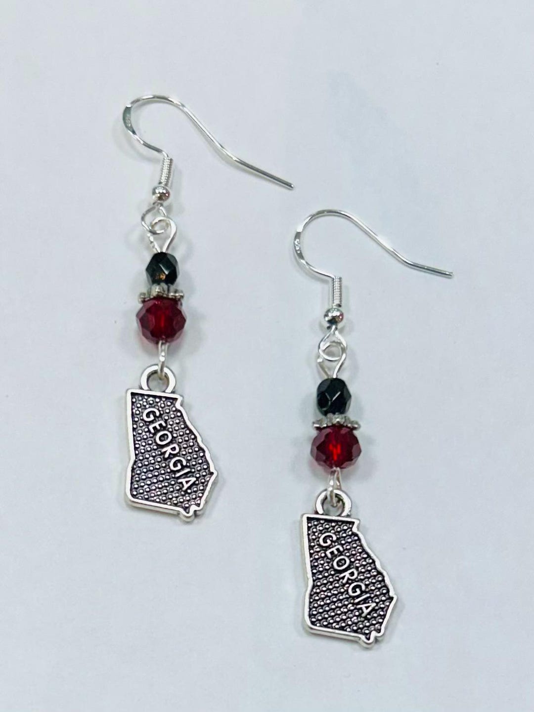 Georgia Map Earrings,georgia State Earrings,red & Black Crystal Accent ...