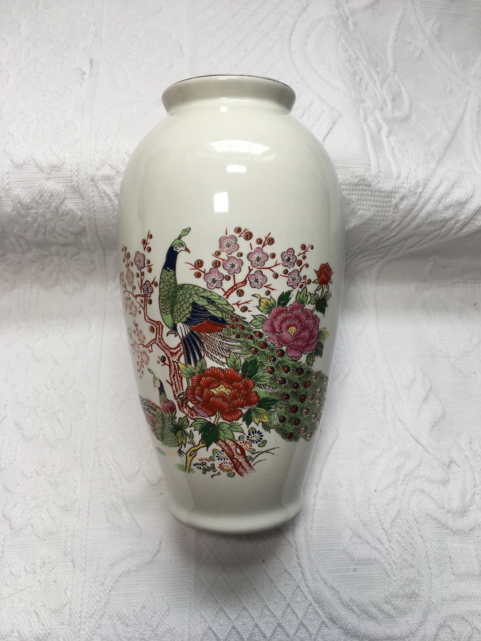 Asian Peacock Vase Porcelain White Vase With Double Peacocks - Etsy