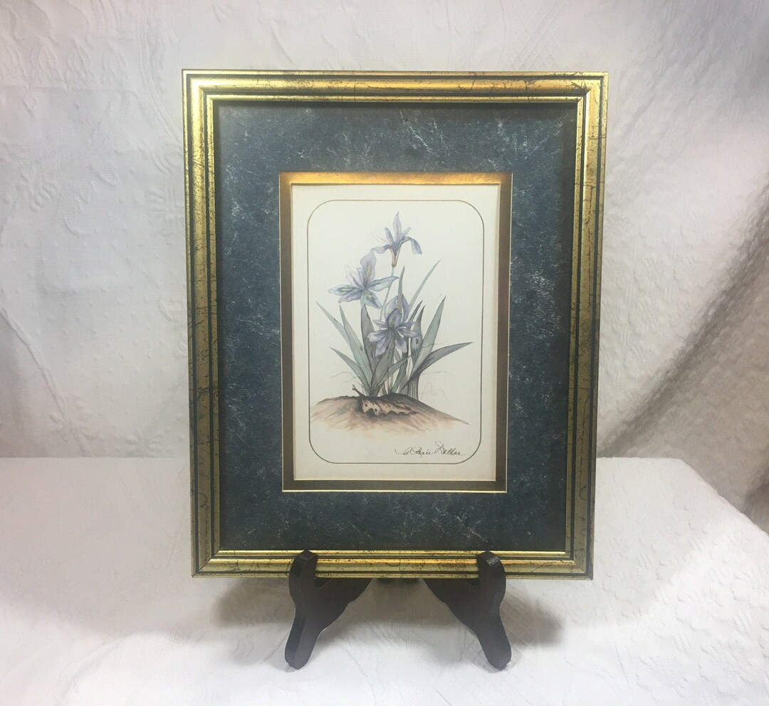 Vintage Floral Watercolor Print: "fragile Stability" Gold Wood Frame - Etsy