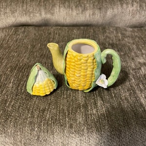 Vintage Mini Corn Teapot, Miniature Ceramic Ear of Corn Teapot, Tiny ...