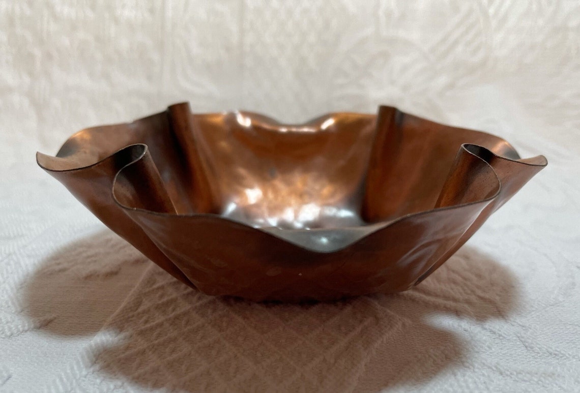 Cache Creek Copper Co Copper Dish Hammered and Crimped Wavy - Etsy
