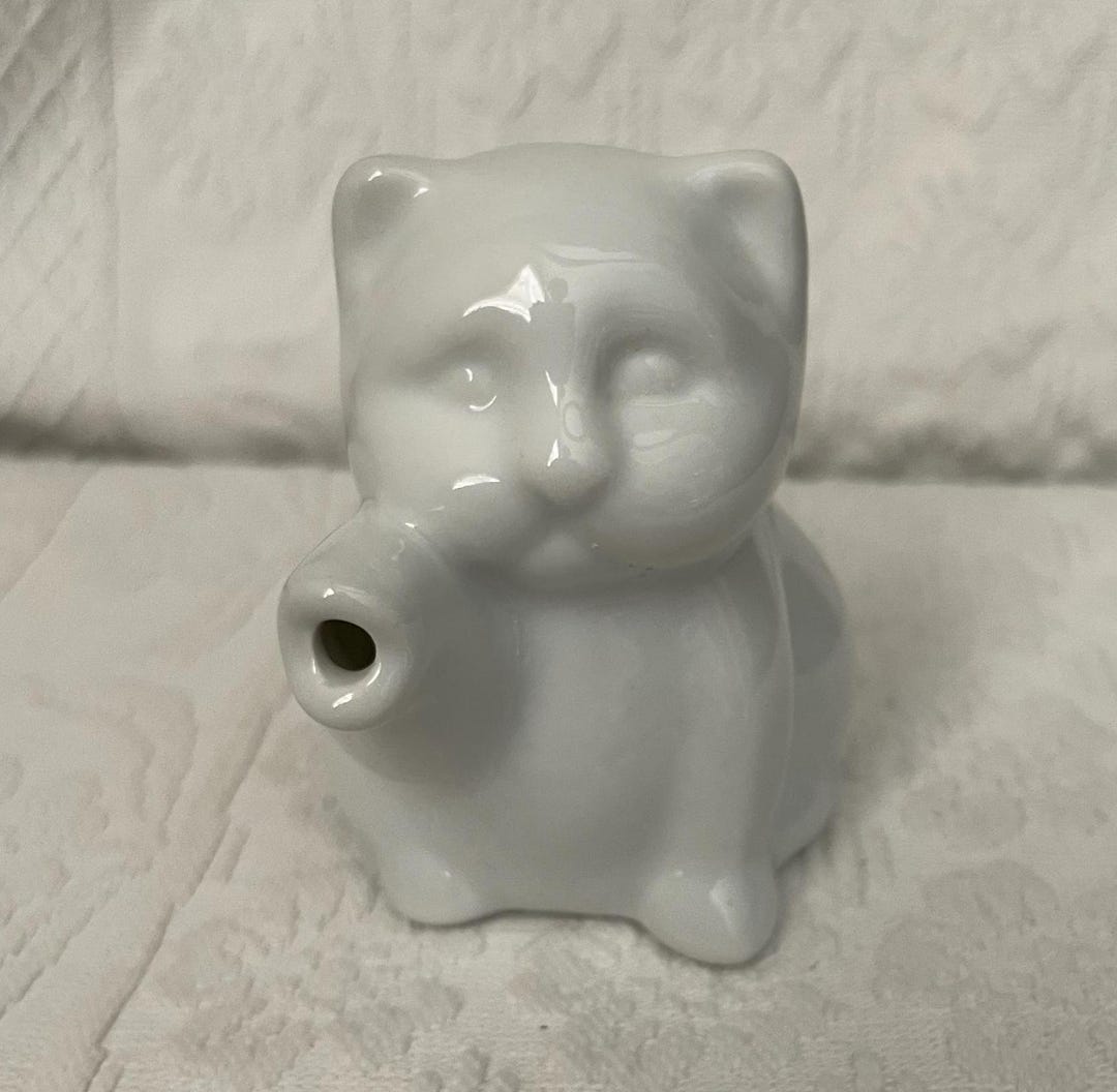 Cat Creamer, White Mini Porcelain Cat Creamer, Individual Creamer ...