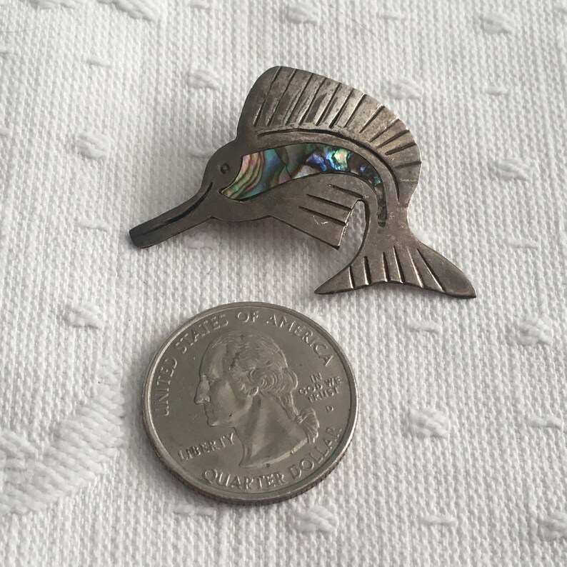 Sterling Swordfish Sailfish Marlin Pin Brooch Abalone Inlay - Etsy