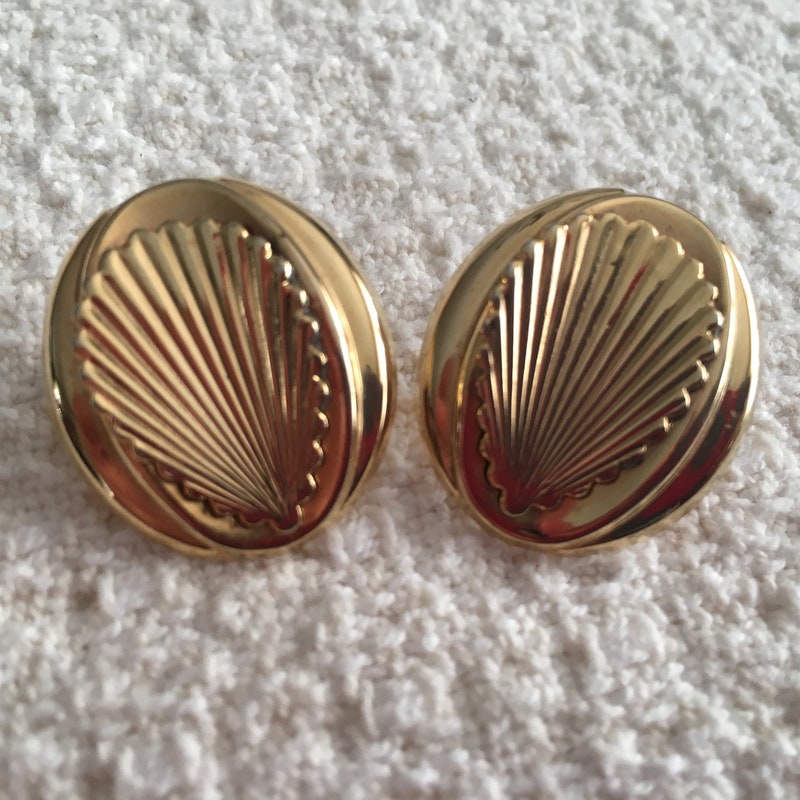 Gold Shell Earrings - Etsy