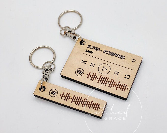 Spotify Code Wooden Engraved Keychain Valentines Day Gift Couples ...