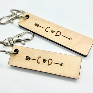 Wooden Engraved Keychain Valentines Day Gift Couples | Etsy