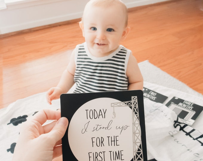 Monthly Milestone Card Set, Baby Keepsake Memory Cards, Baby Shower ...