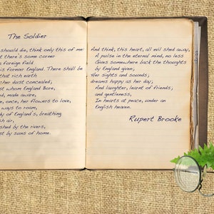 Rupert Brooke "the Soldier" First World War Poem A5 / A4 Canvas Paper ...