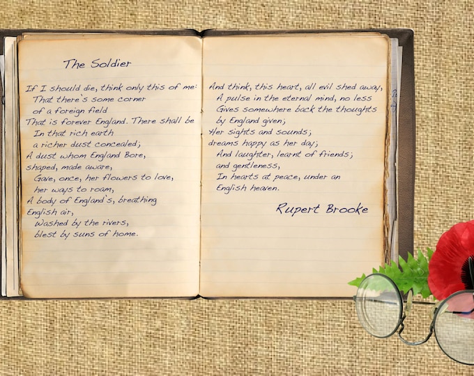 Rupert Brooke the Soldier First World War Poem A5 / A4 Canvas Paper Art ...