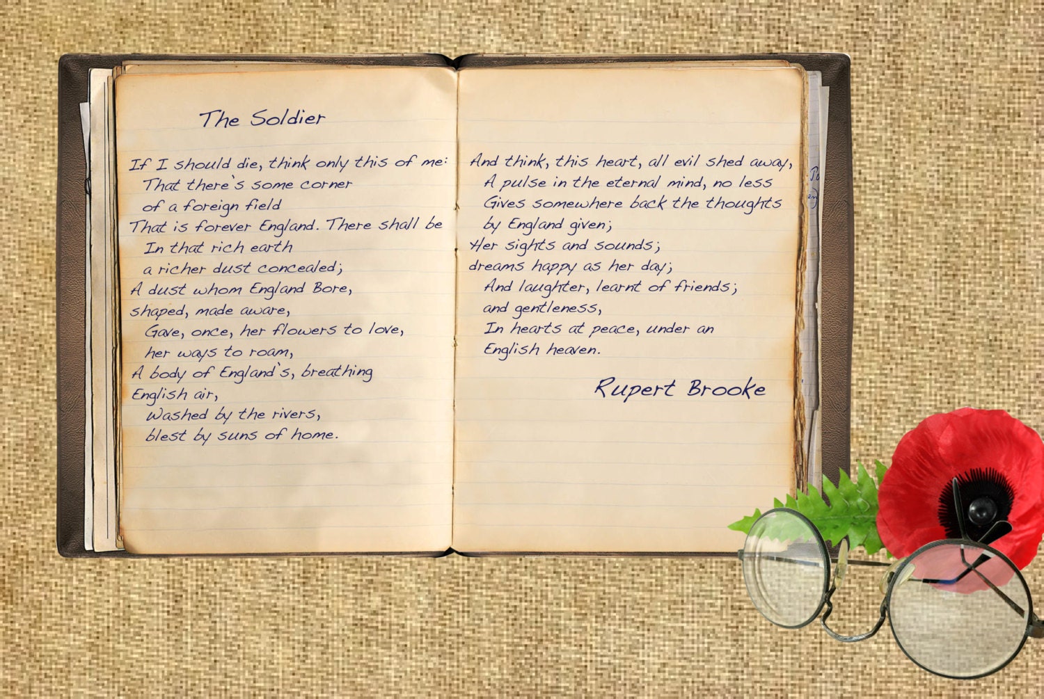 Rupert Brooke "the Soldier" First World War Poem A5 / A4 Canvas Paper ...