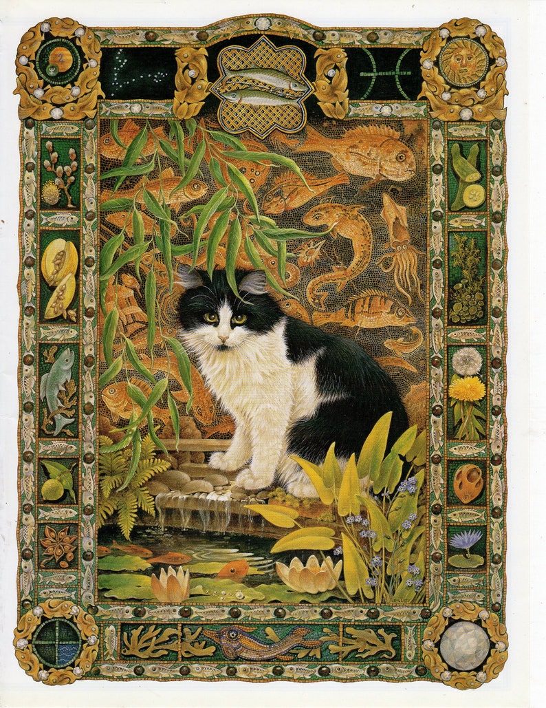 Pisces Cat Art Print Lesley Anne Star Zodiac Sign Astrology Original ...