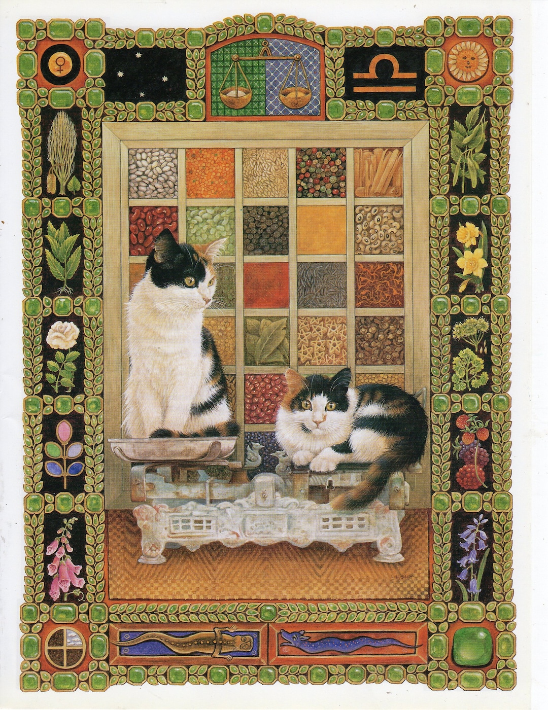 Libra Cat Art Print Lesley Anne Star Zodiac Sign Astrology Original ...