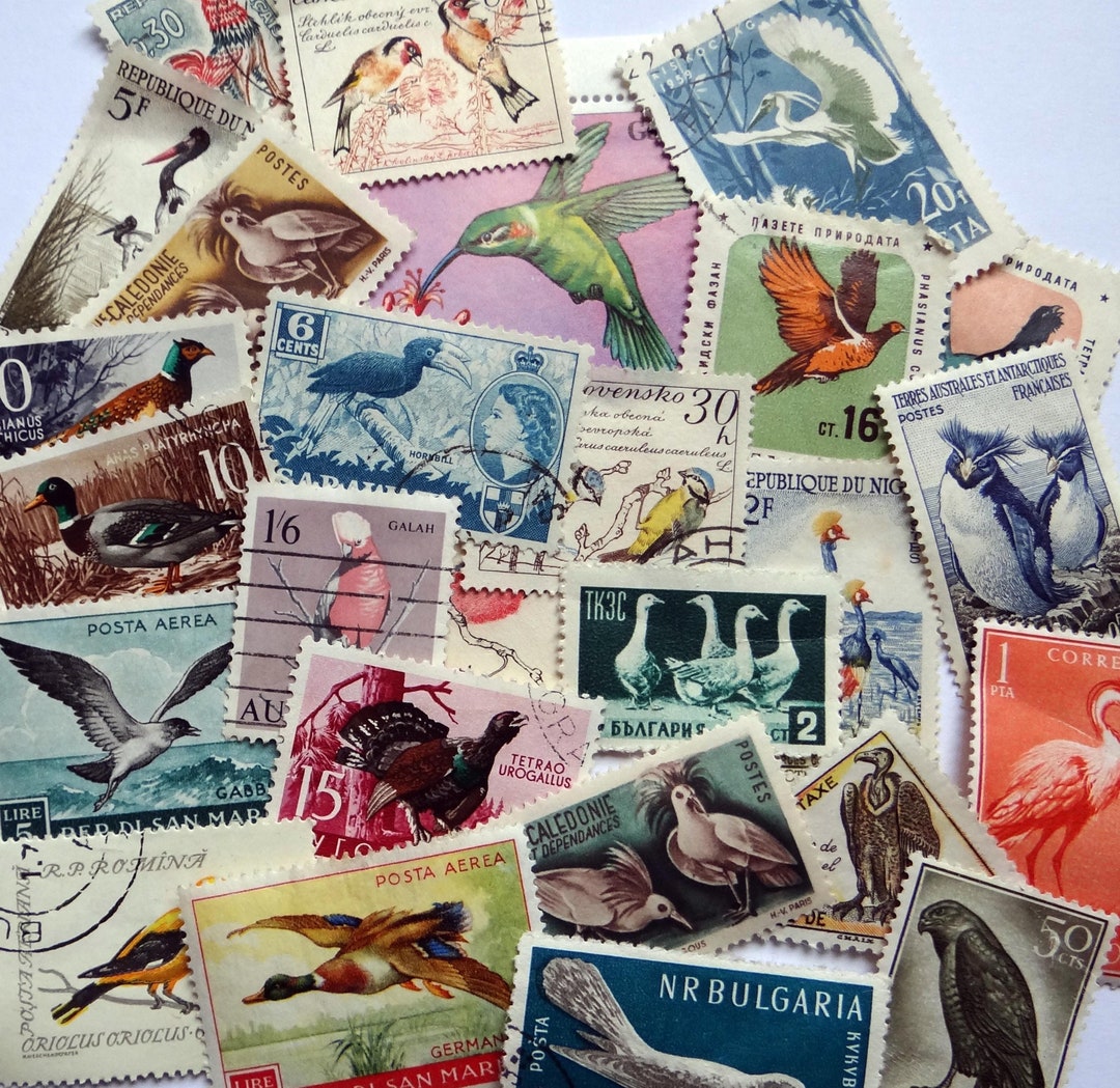 Vintage Stamps Showing Variety of Birds X 25, All Different, Scrapbook ...