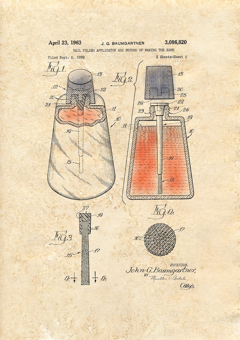 Nail Polish Applicator Patent Art Print: 1963 Fashion Beauty Tech - Etsy