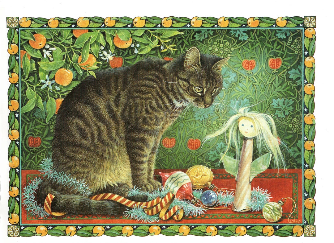 Lesley Anne Ivory Cat Art Print: Vintage 'cats and Carols' Book Plate ...