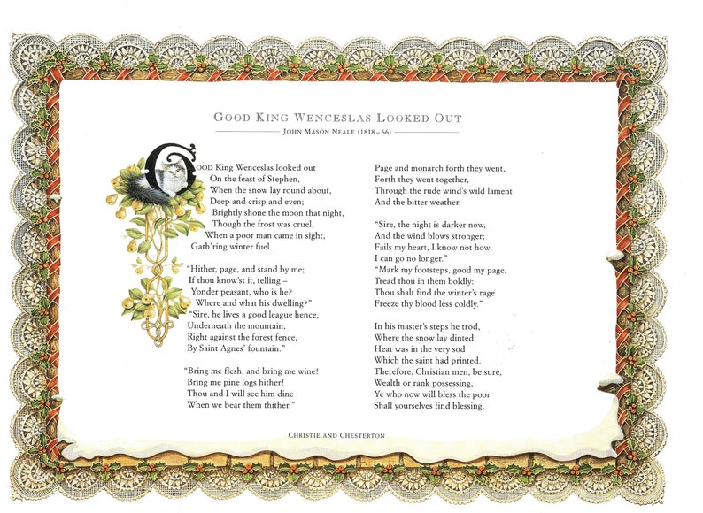 Lesley Anne Ivory Cat Art Print. Good King Wenceslas "cats and Carols ...