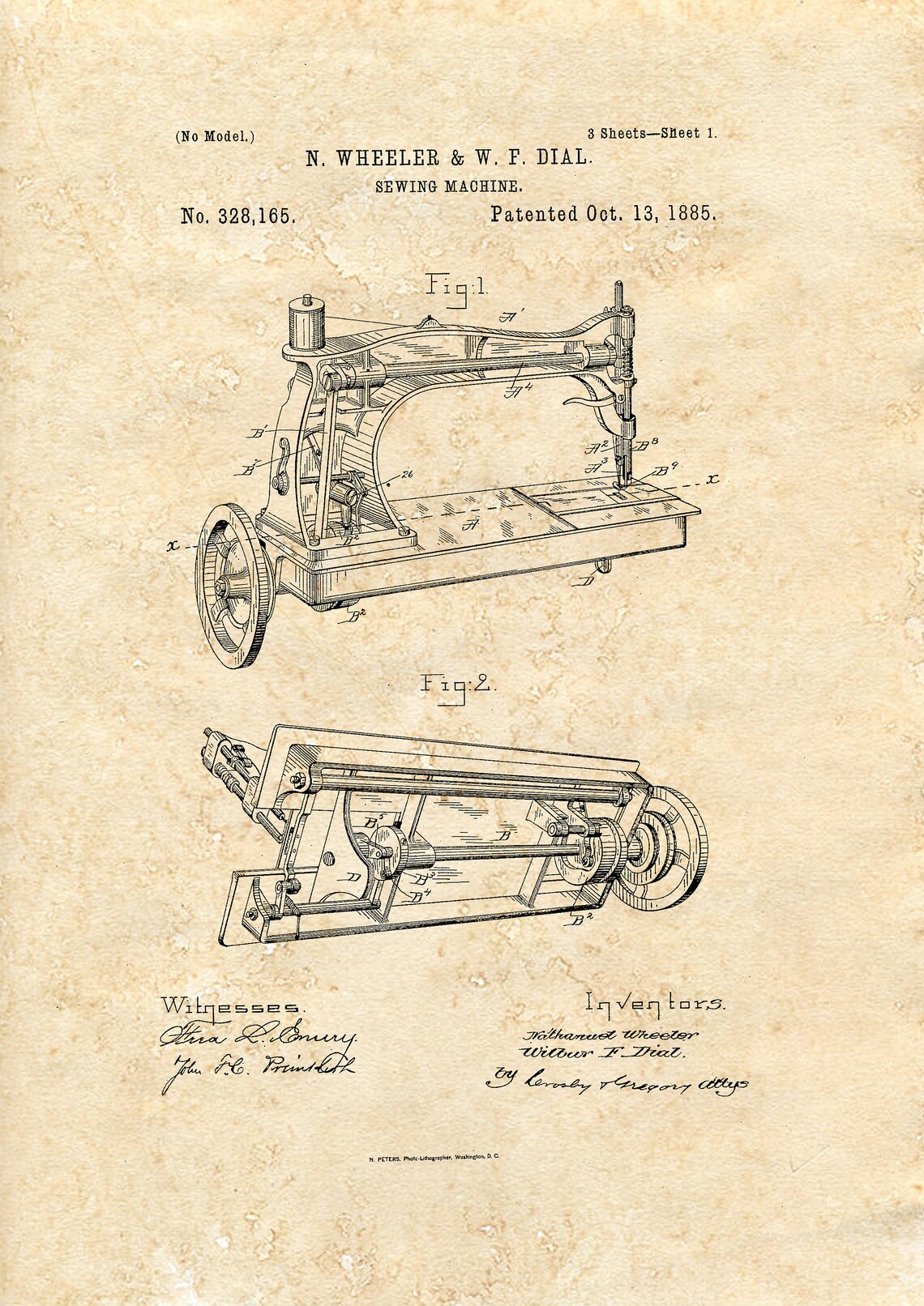 Sewing Machine Patent Art Print 1885 A4 / A5 Historic Fashion - Etsy