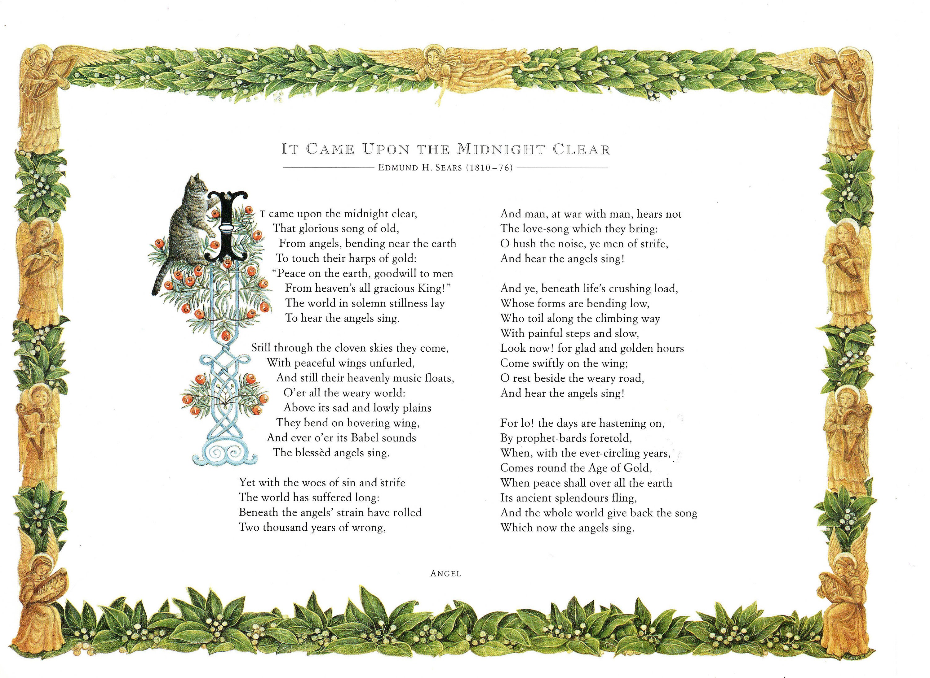 Lesley Anne Ivory Cat Art Print. It Came Upon the Midnight Clear "cats ...