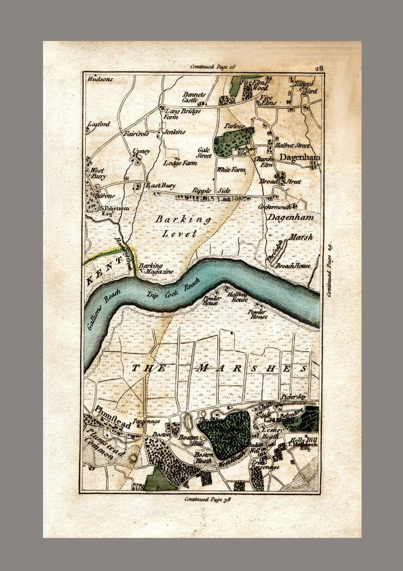 Map John Cary 1790 Dagenham, Barking, Plumstead Essex Photo Print A4 - Etsy