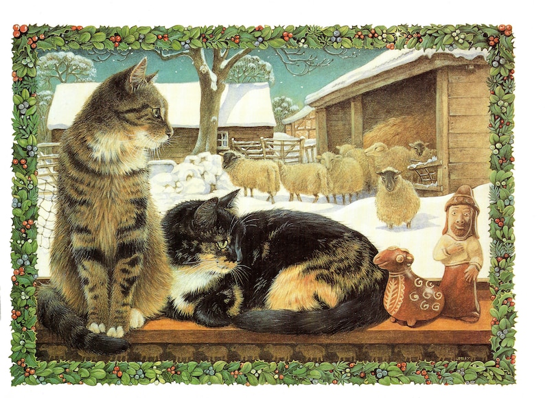 Lesley Anne Ivory Cat Art Print. While Shepherds Watched "cats and ...