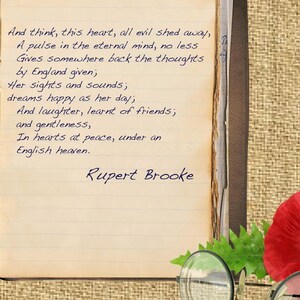 Rupert Brooke "the Soldier" First World War Poem A5 / A4 Canvas Paper ...