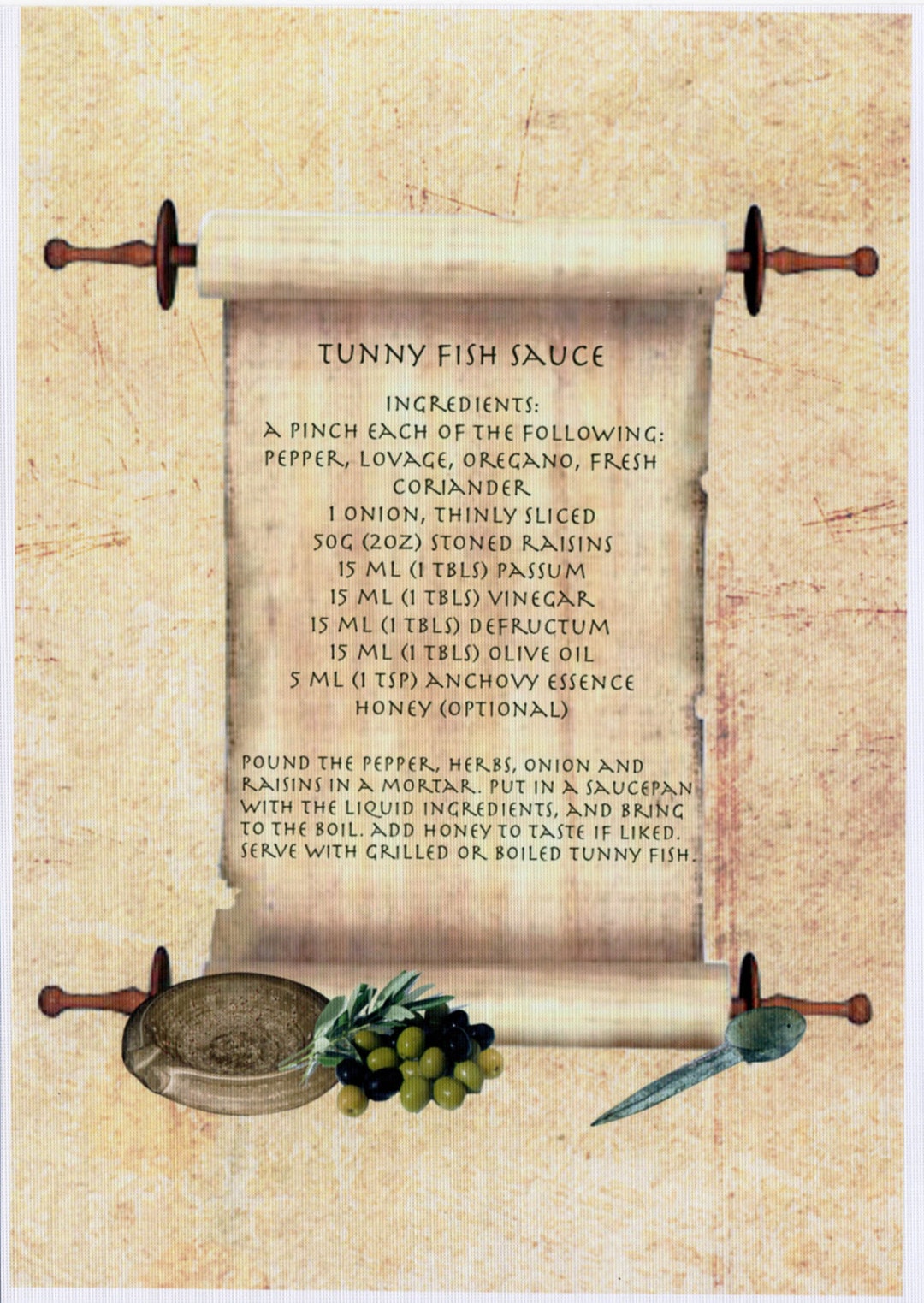 Ancient Roman Recipe Tunny Fish Sauce Apicius A5 Canvas Photo - Etsy