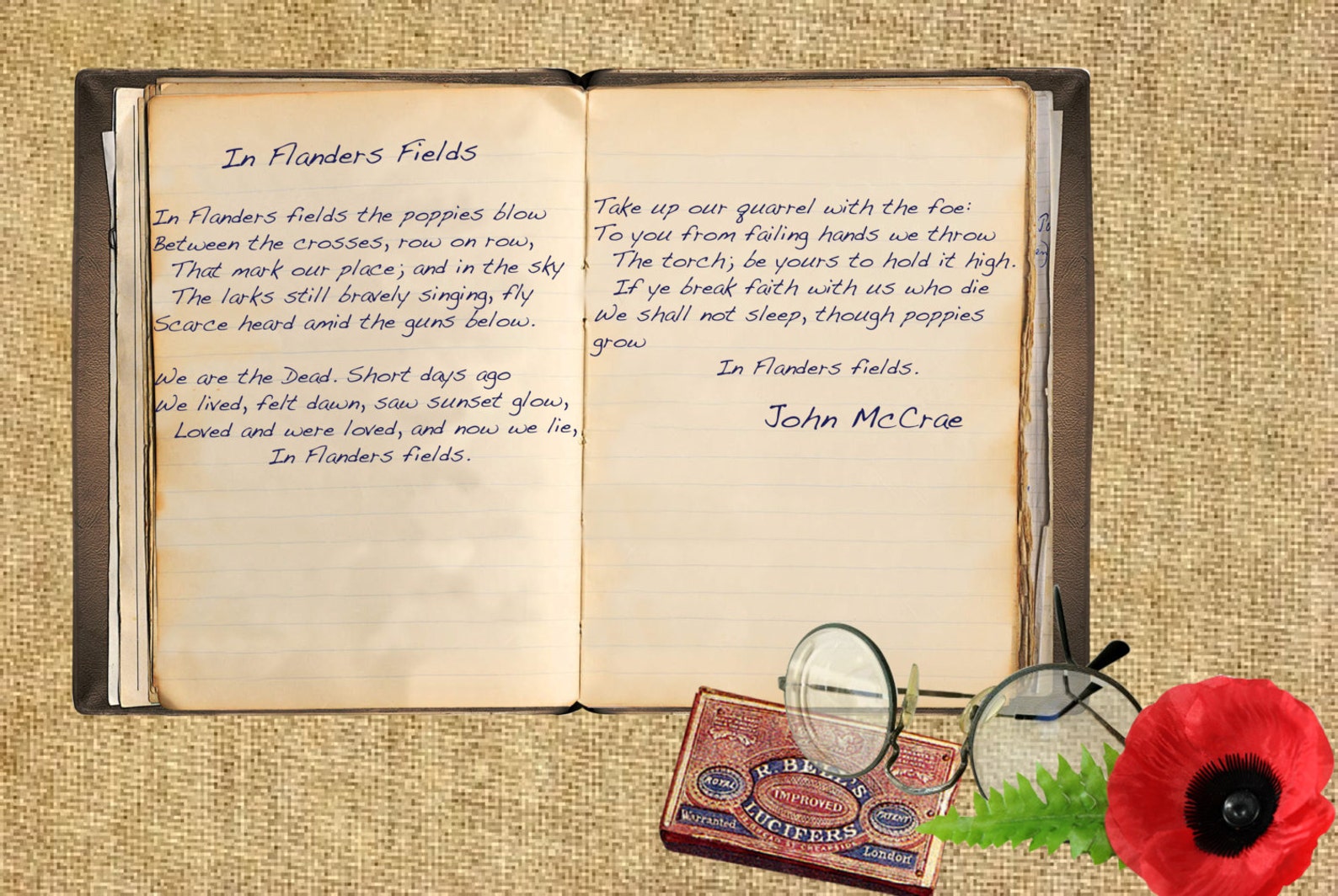 John Mccrae "in Flanders Fields" First World War Poem A5 / A4 Canvas ...