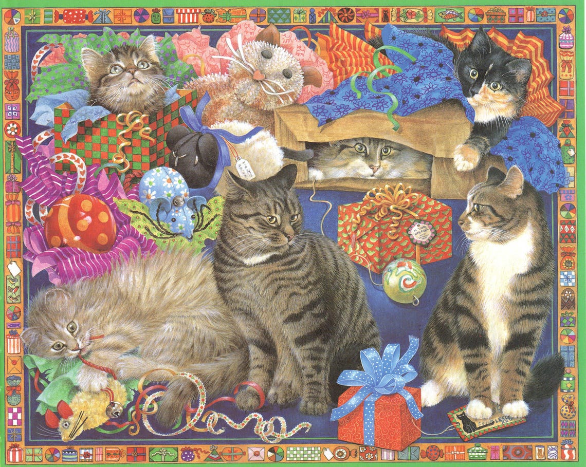 Lesley Anne Ivory Cat Art Print. Presents and Wrapping Paper "cats ...