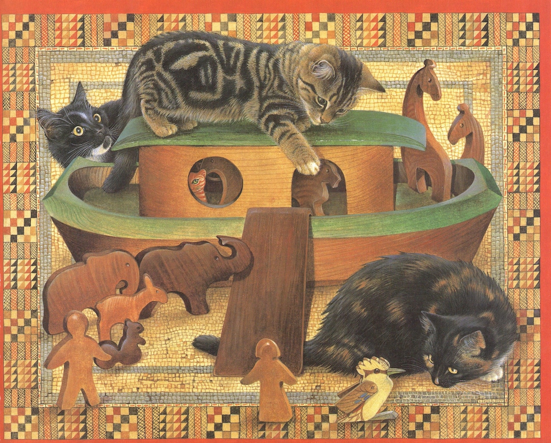 Lesley Anne Ivory Cat Art Print. Noah's Ark cats Among the Toys Vintage ...