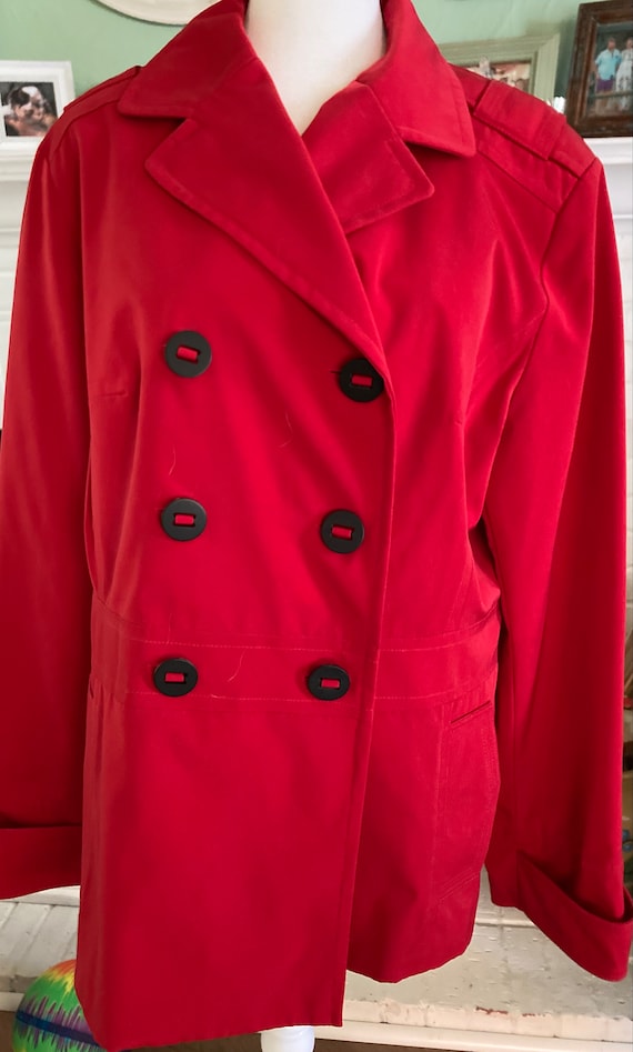 Red vintage trench rain coat long jacket - Gem